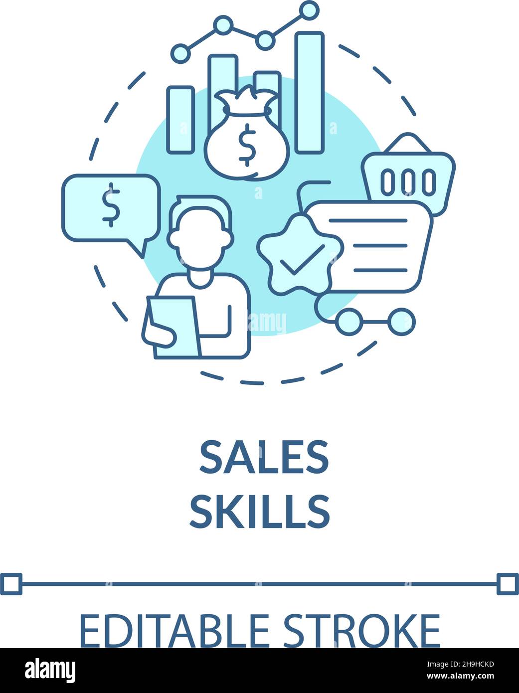 Sales skills turquoise blue concept icon Stock Vector Image & Art - Alamy