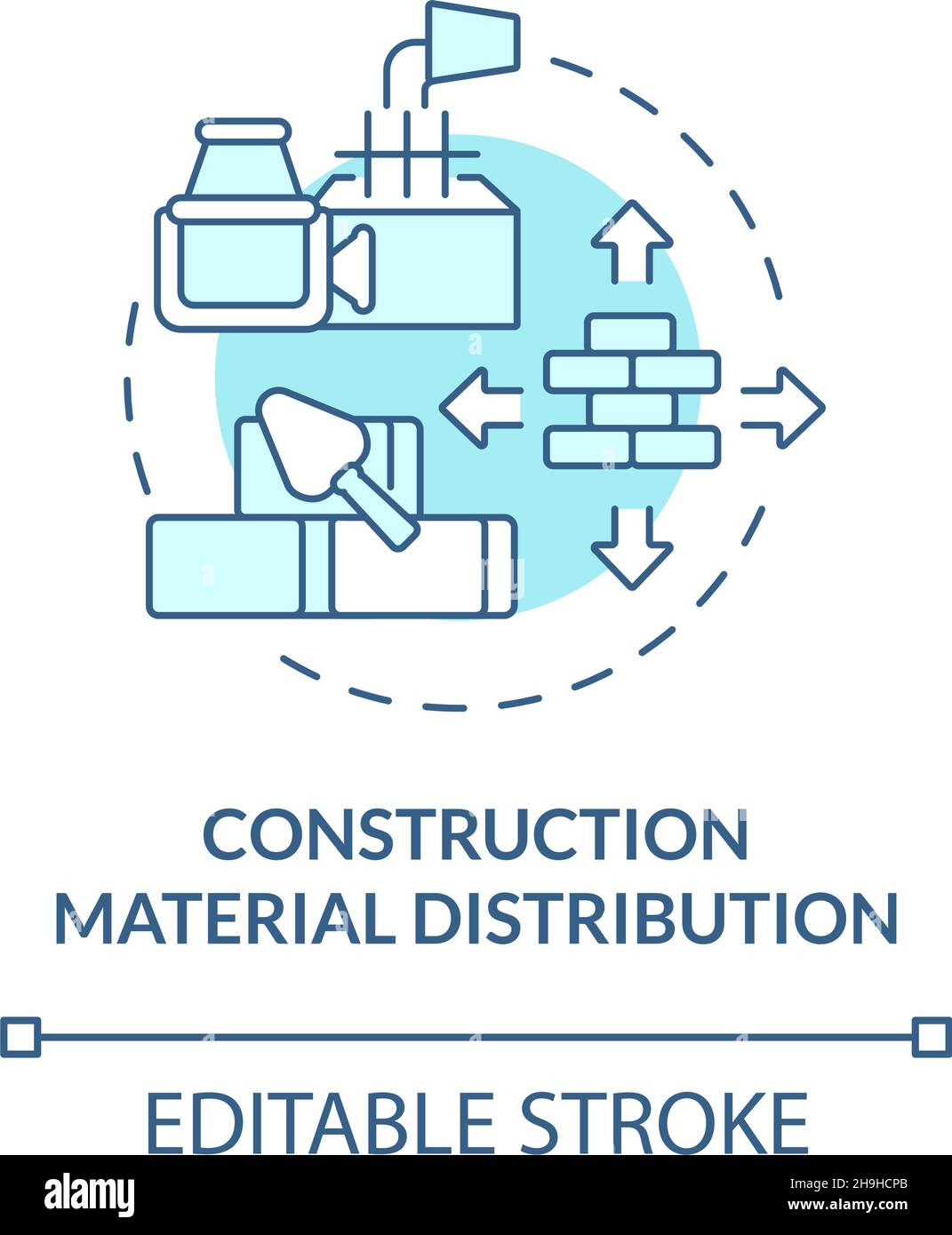 Construction materials distribution turquoise blue concept icon Stock ...