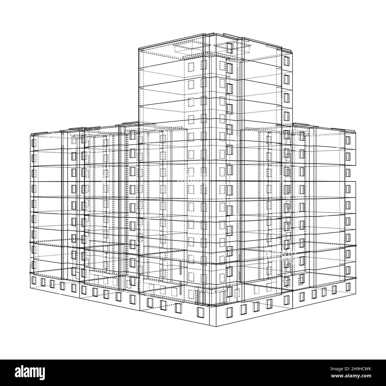 Wire-frame model of a multi-storey building Stock Photo - Alamy