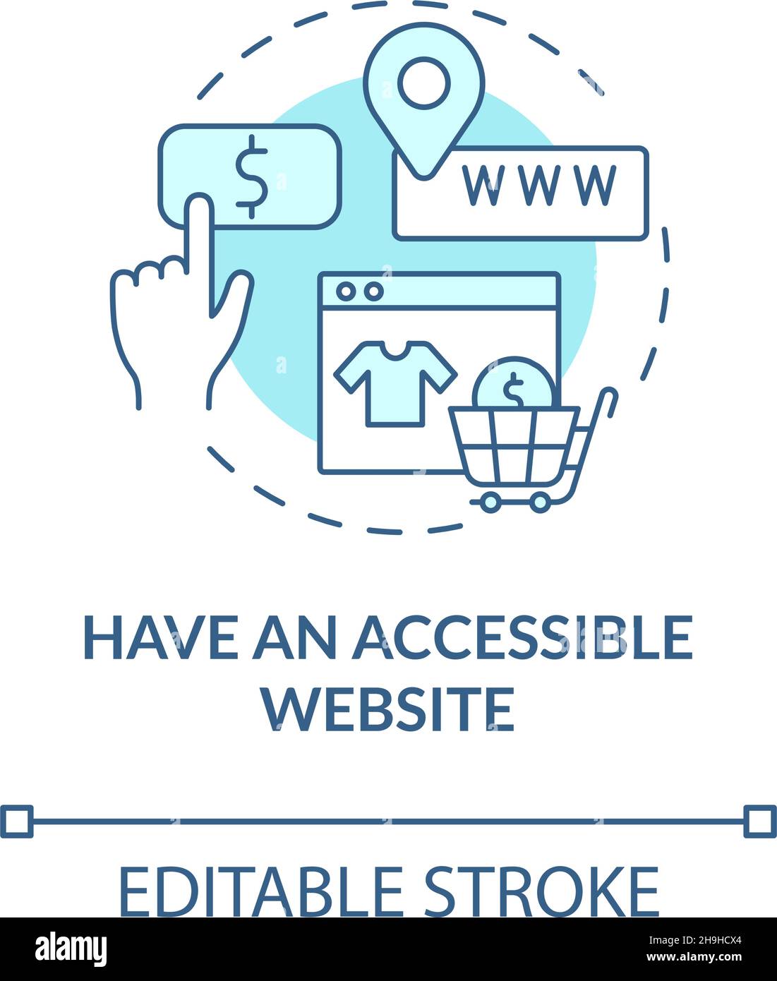 Have accessible website turquoise blue concept icon Stock Vector Image ...