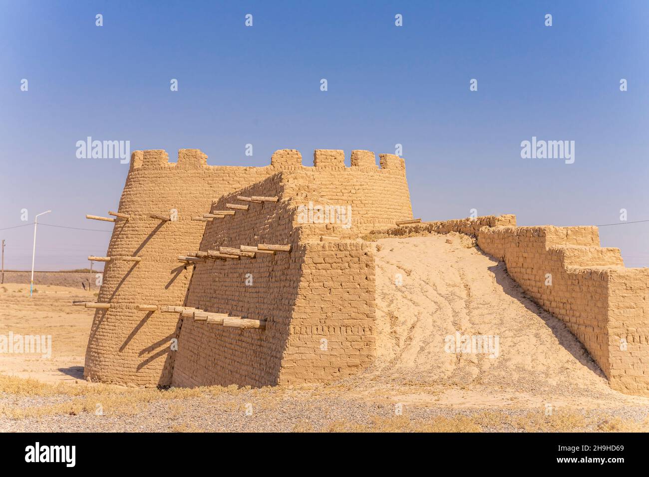 Wall, fortification of an ancient city of Sawran or Sauran, Silk Way ...