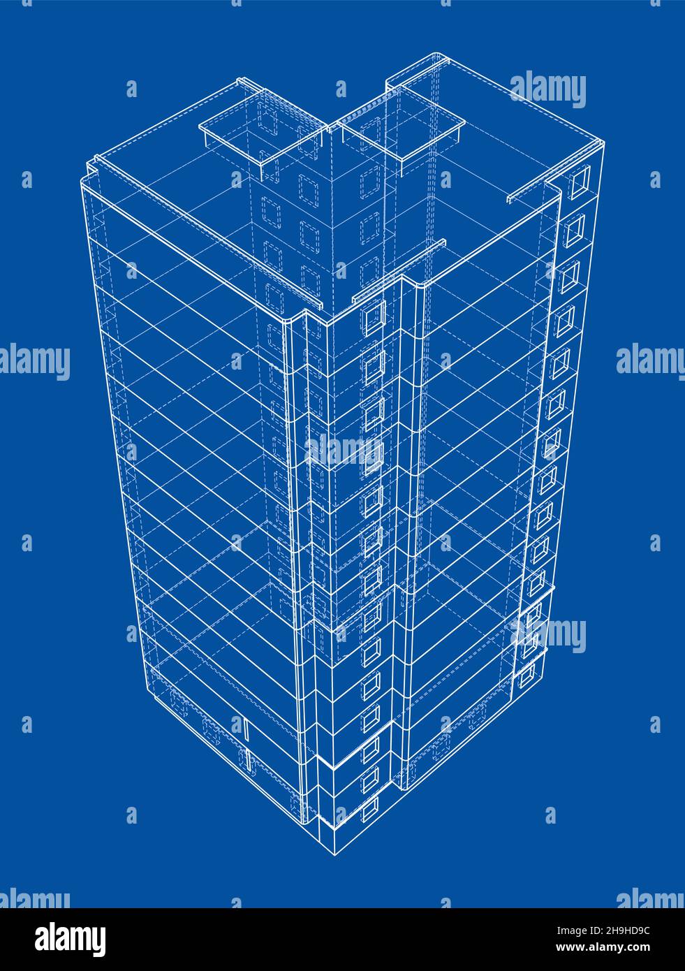 Wire-frame model of a multi-storey building Stock Photo - Alamy