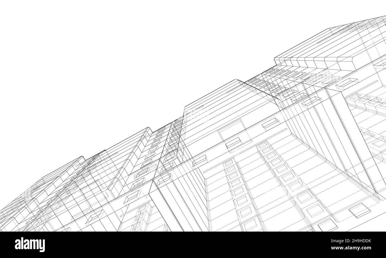 Wire-frame model of a multi-storey building Stock Photo - Alamy
