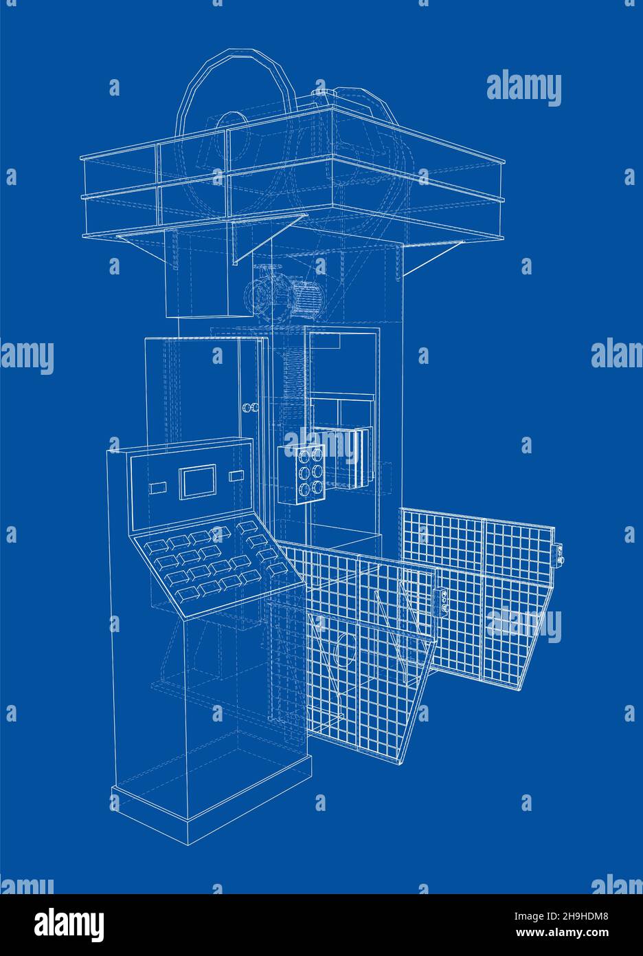 Hydraulic Press. 3d illustration Stock Photo - Alamy