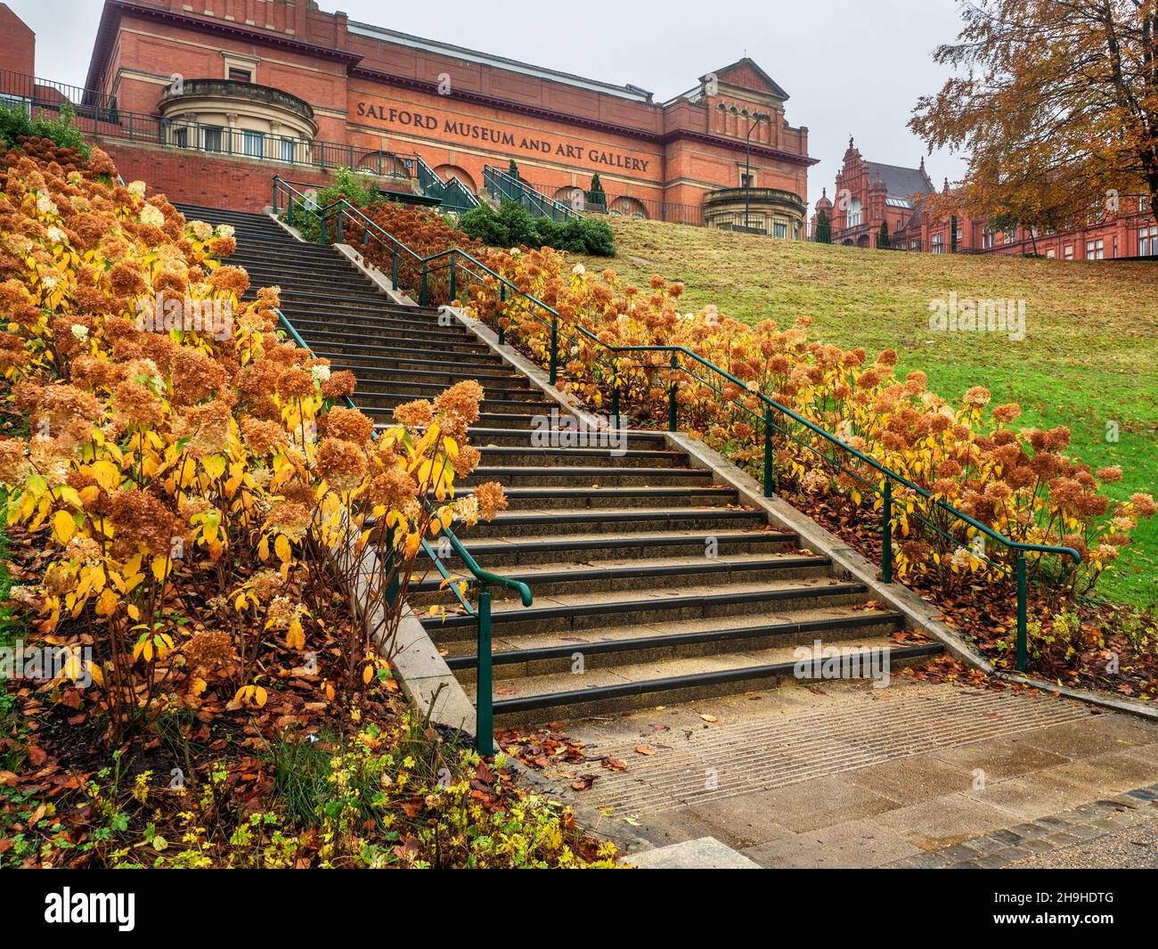 Salford Museum and Art Gallery from Peel Park in autumn City of Salford ...