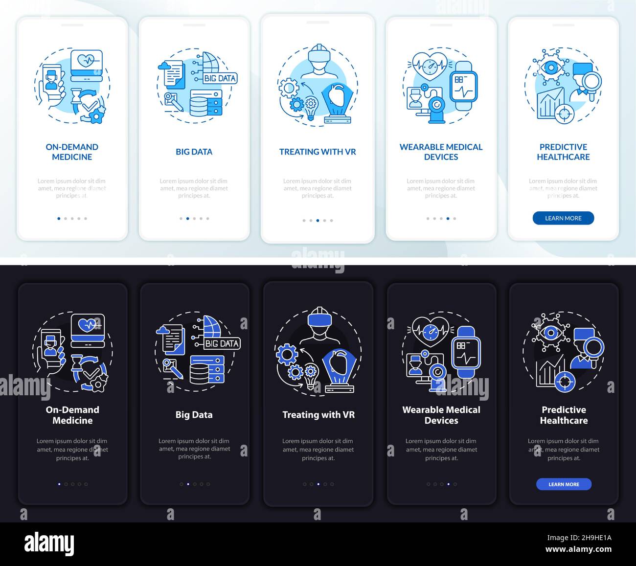 Healthcare digital service onboarding mobile app page screen Stock ...