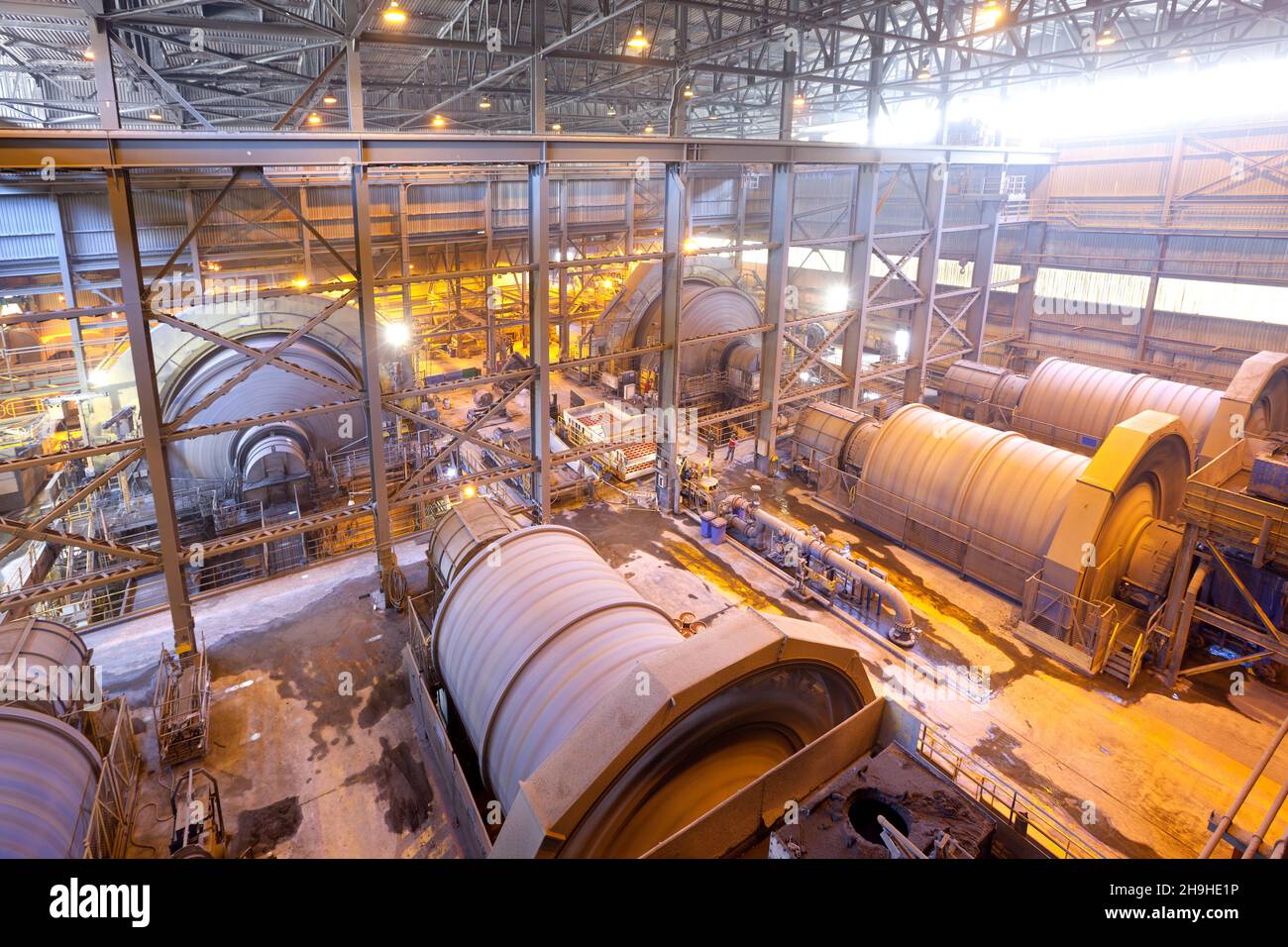 Ball mills in a Copper Mine in the mining region of northern Chile ...
