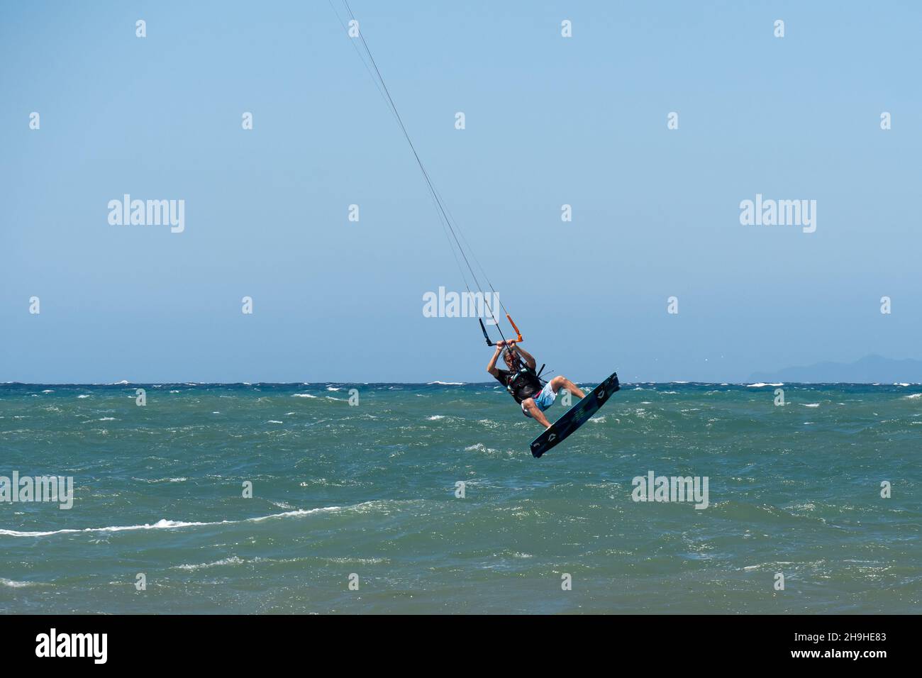 High Jump of a Kitesurf in slow motion During a Windy Day Stock Photo ...