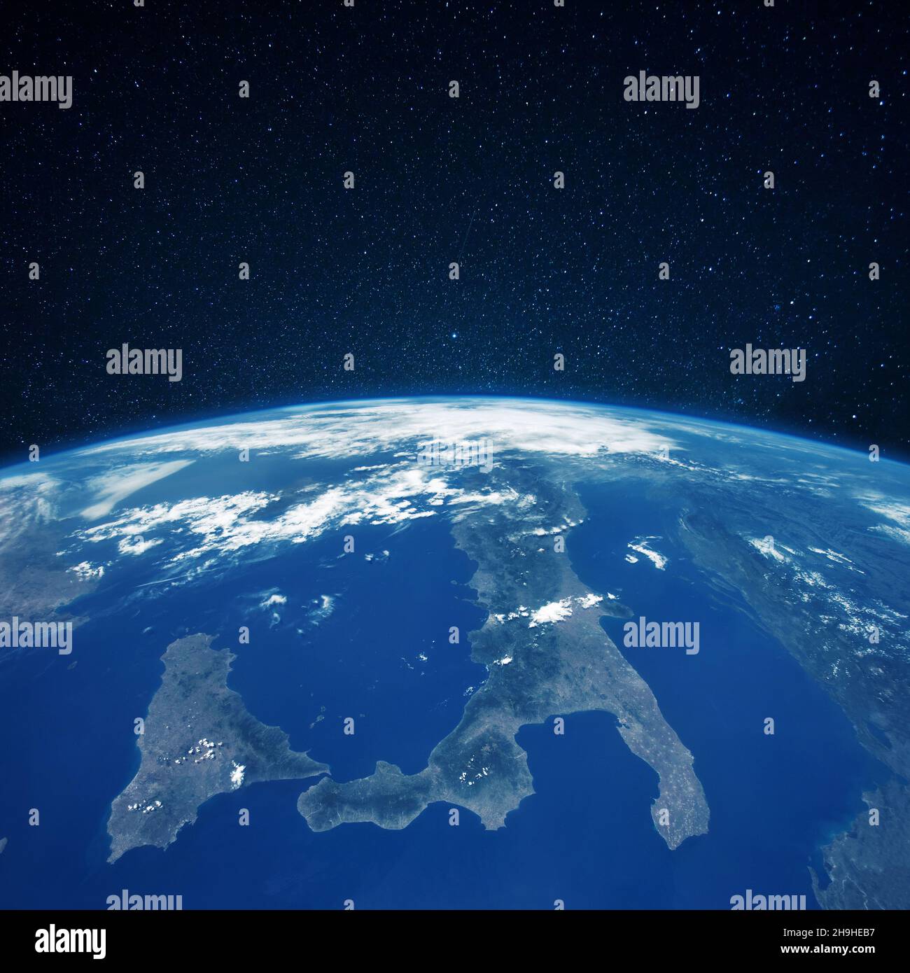 Planet earth view from space. Italy continent. Starry sky Stock Photo ...