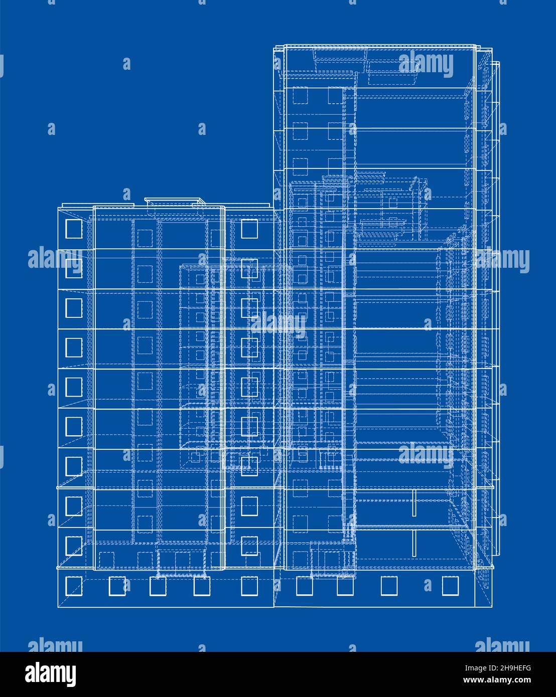 Wire-frame model of a multi-storey building Stock Photo - Alamy