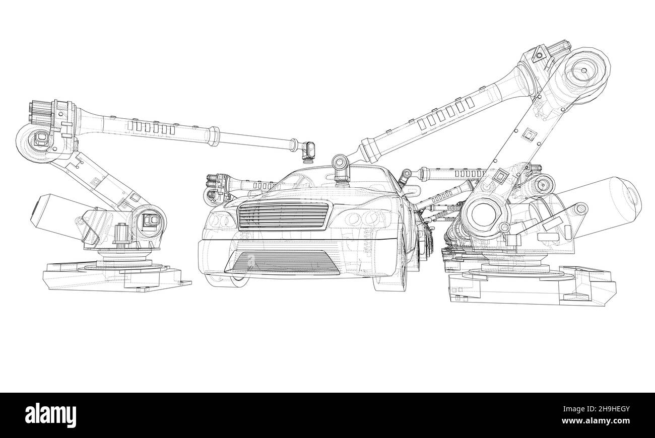 Assembly of motor vehicle. 3d illustration Stock Photo - Alamy