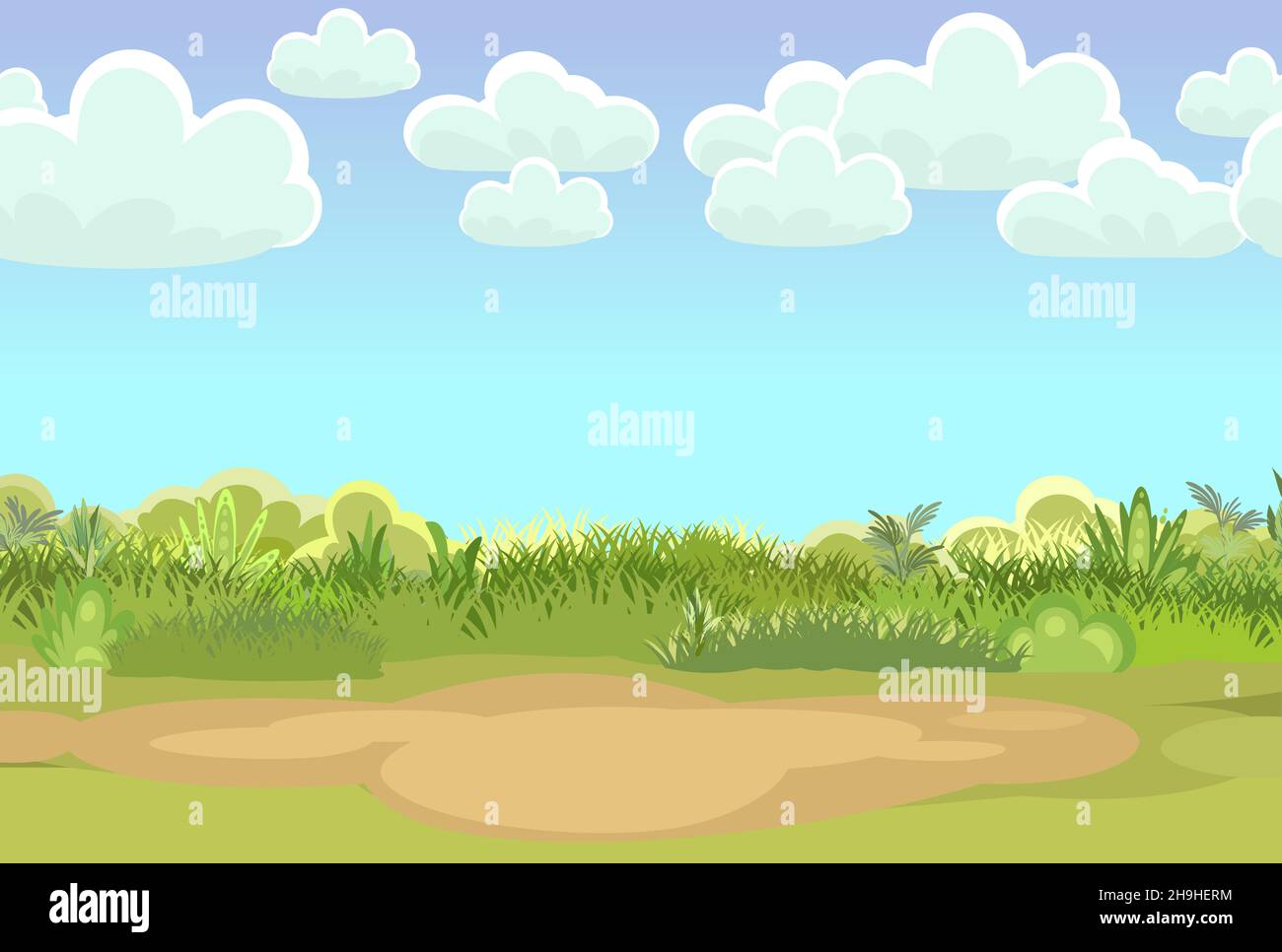 Meadow trees grass blue Stock Vector Images - Alamy