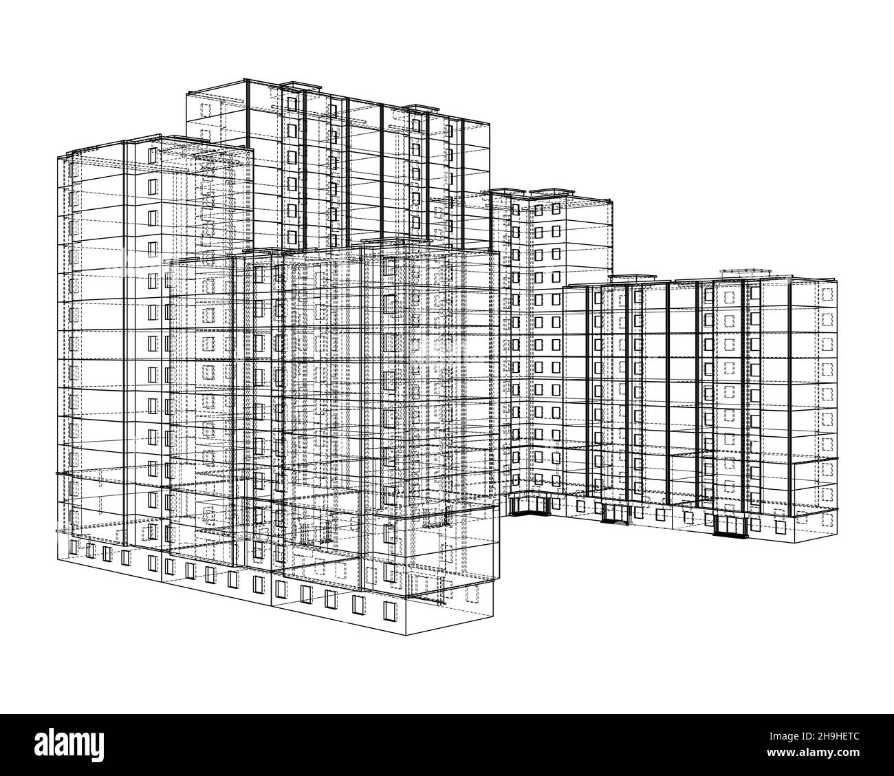 Wire-frame model of a multi-storey building Stock Photo - Alamy