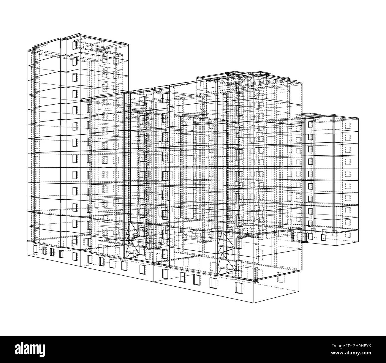 Digital 3d building wireframe Cut Out Stock Images & Pictures - Alamy