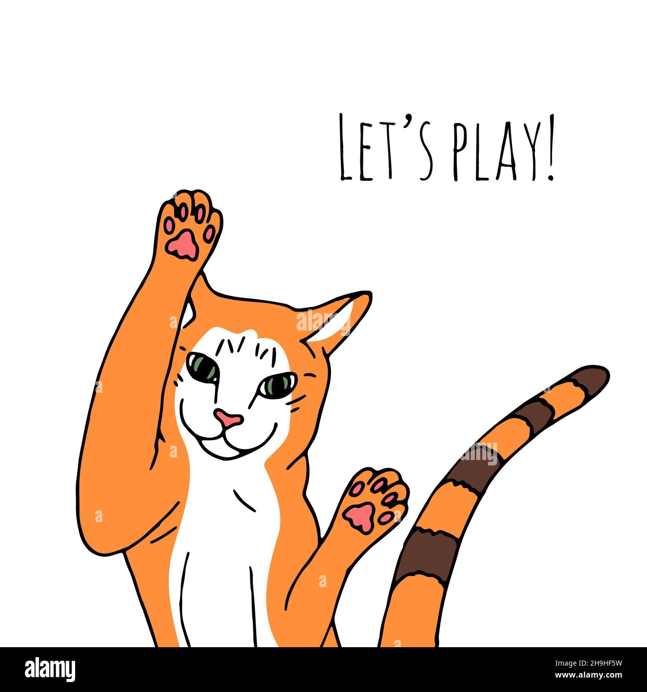 Illustration of funny cat and text Let's play Stock Vector Image & Art ...