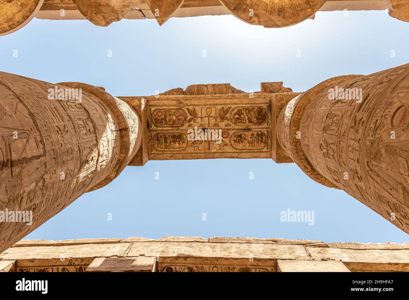 View of the main axis of the Hypostyle Hall with its twelve large ...