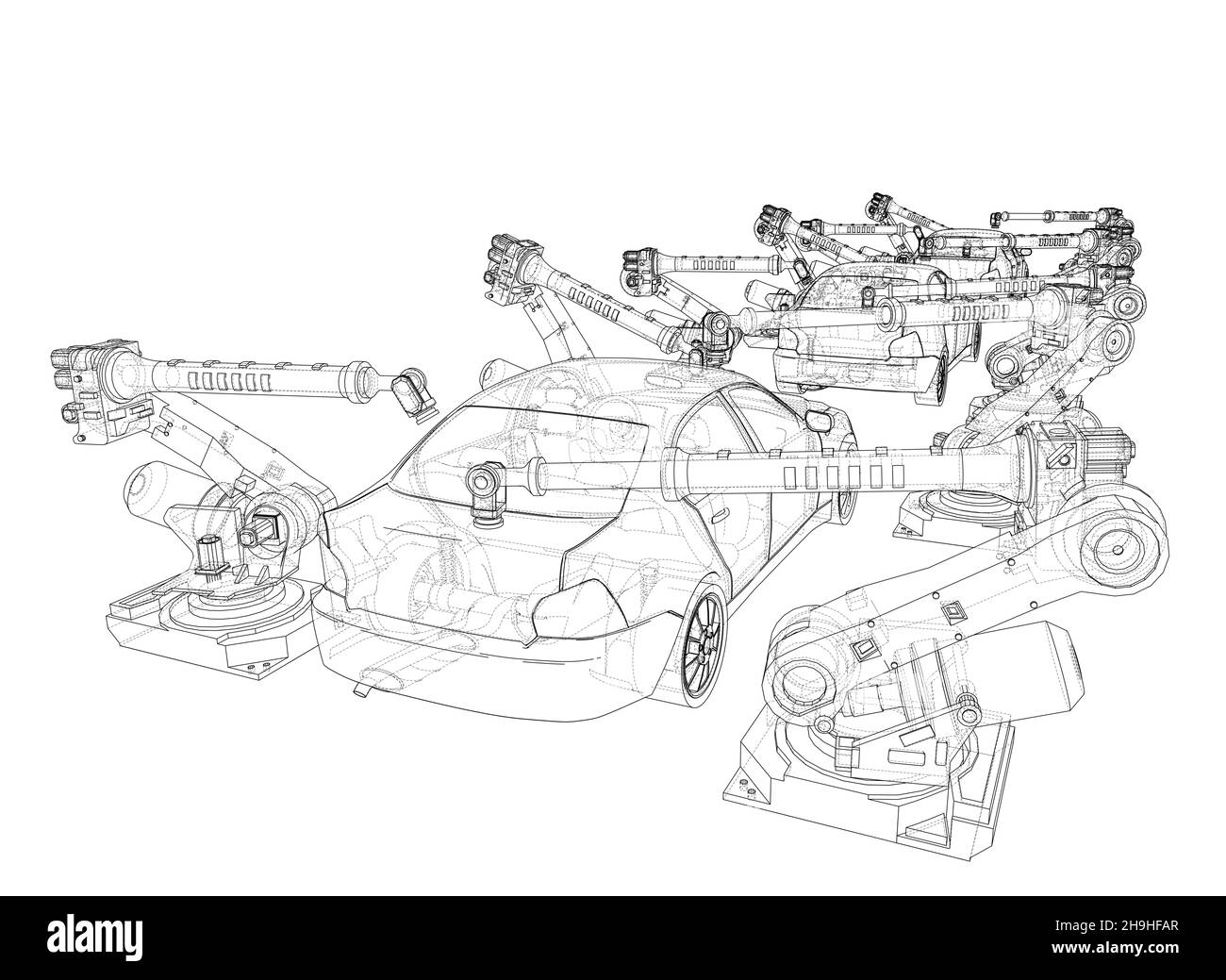 Assembly of motor vehicle. 3d illustration Stock Photo - Alamy