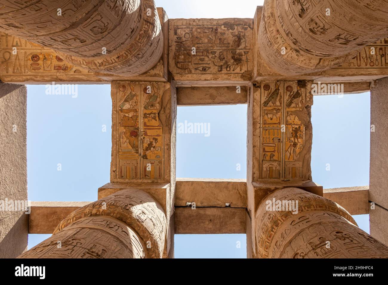 View of the main axis of the Hypostyle Hall with its twelve large ...