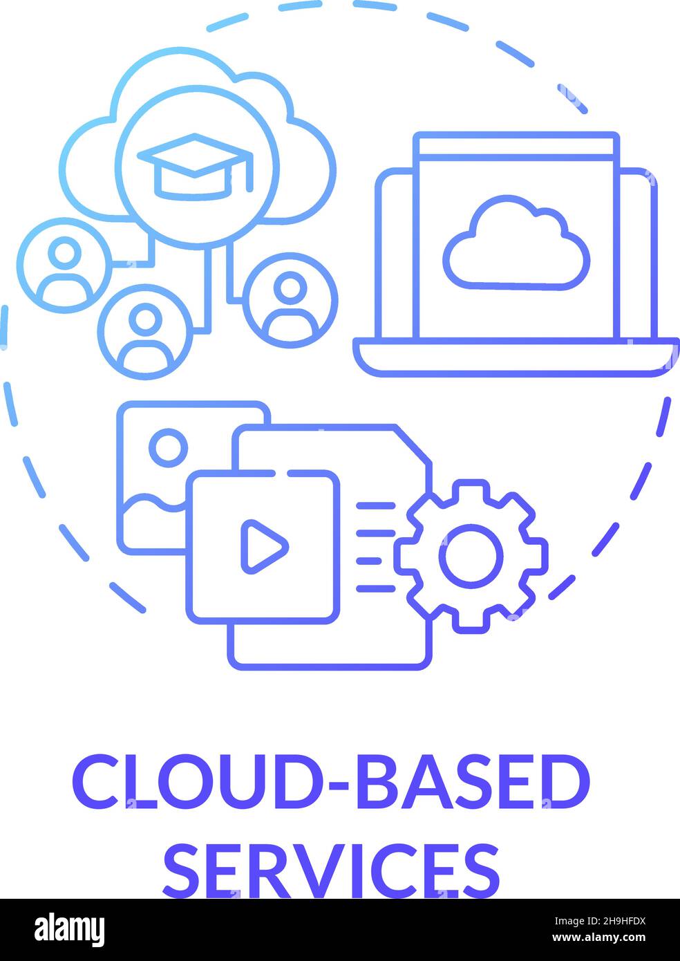 Cloud-based services blue gradient concept icon Stock Vector Image ...