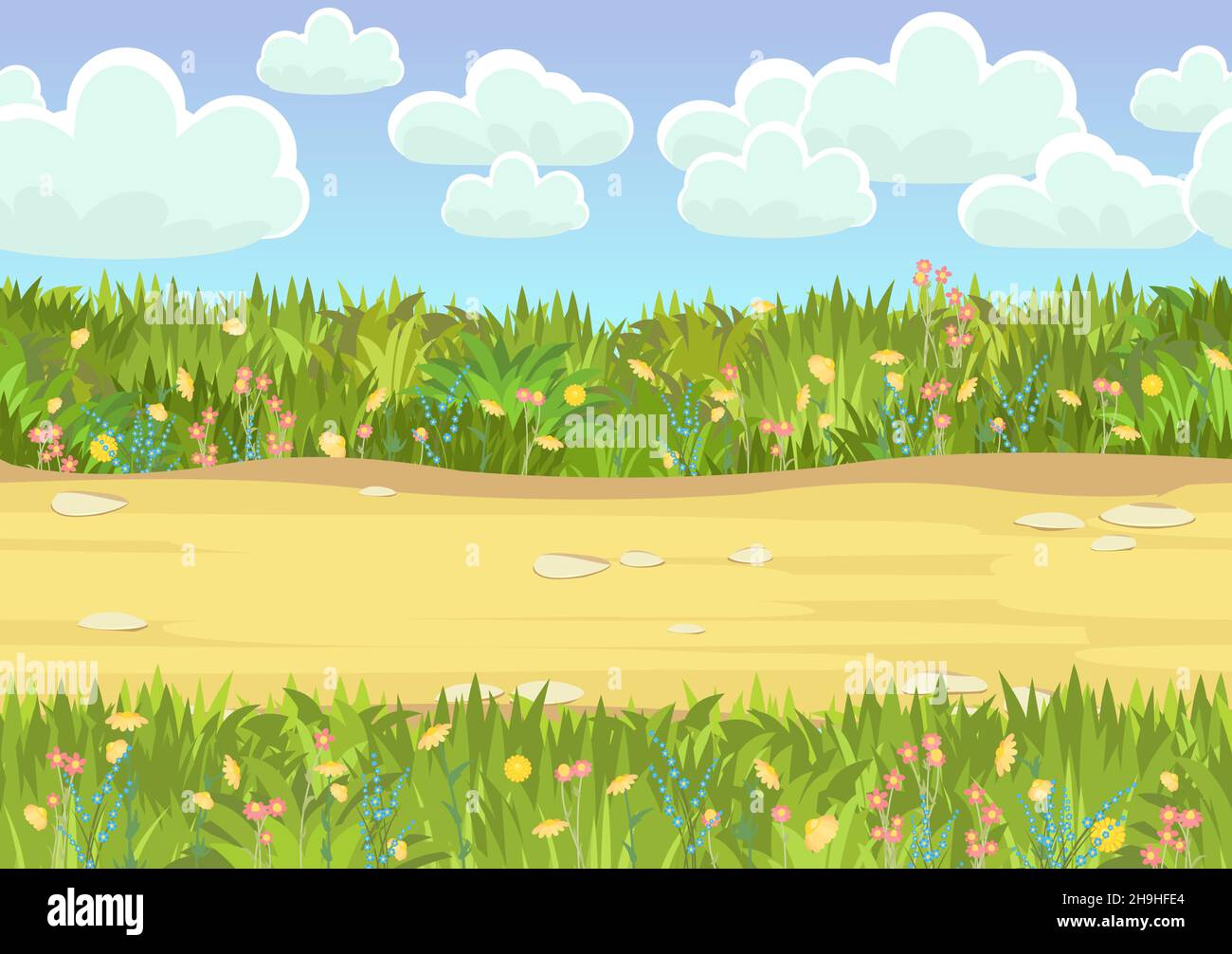 Lawn wild flower garden path Stock Vector Images - Alamy