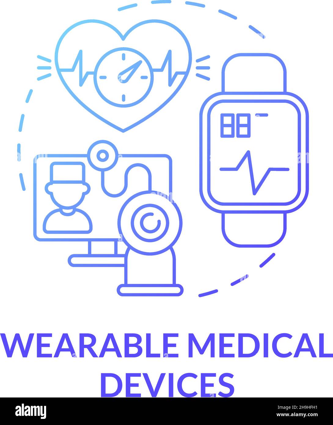 Wearable medical devices blue gradient concept icon Stock Vector Image ...