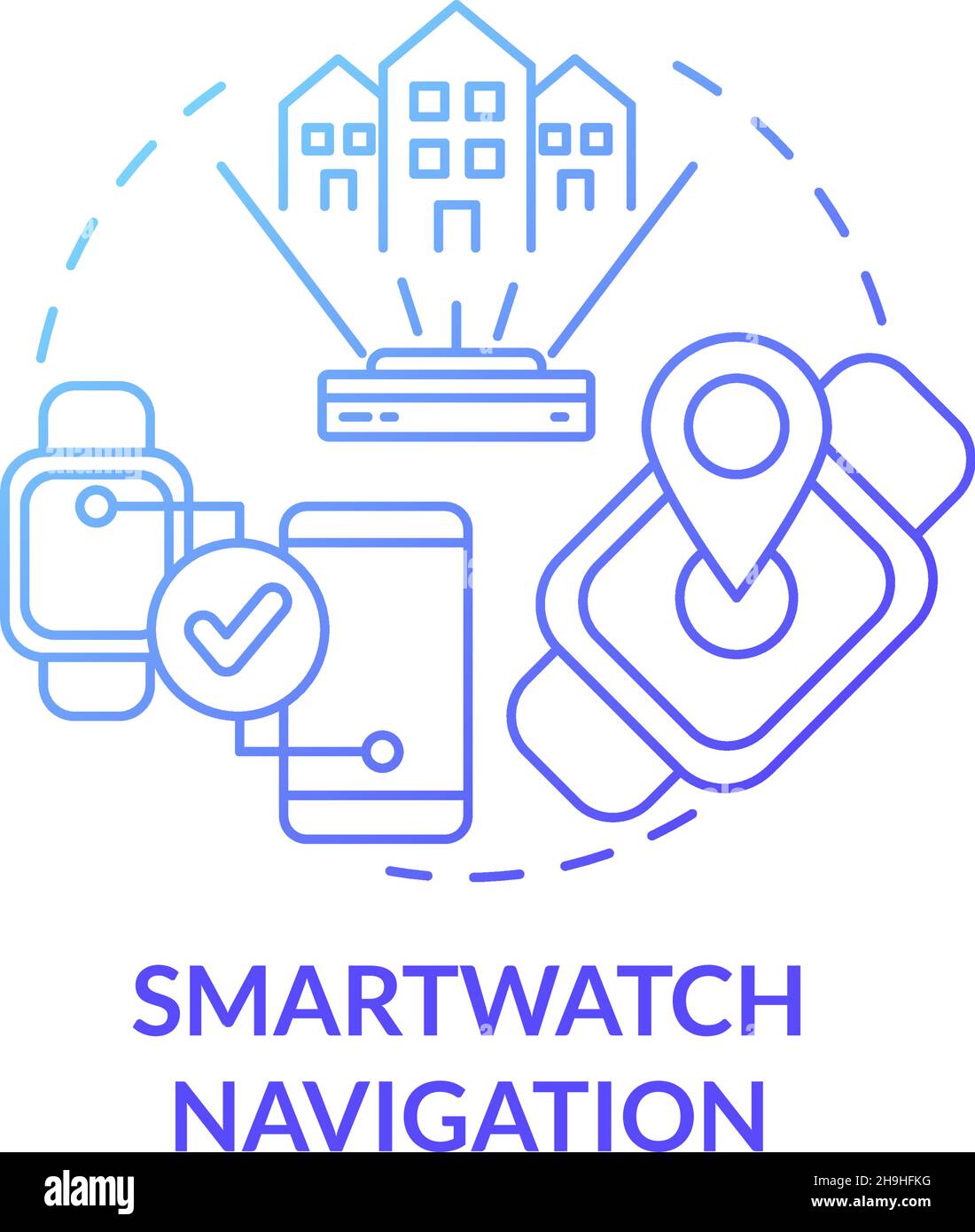 Smartwatch navigation blue gradient concept icon Stock Vector Image & Art - Alamy