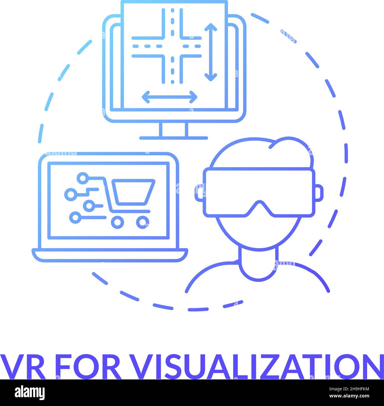 VR for visualization blue gradient concept icon Stock Vector Image ...