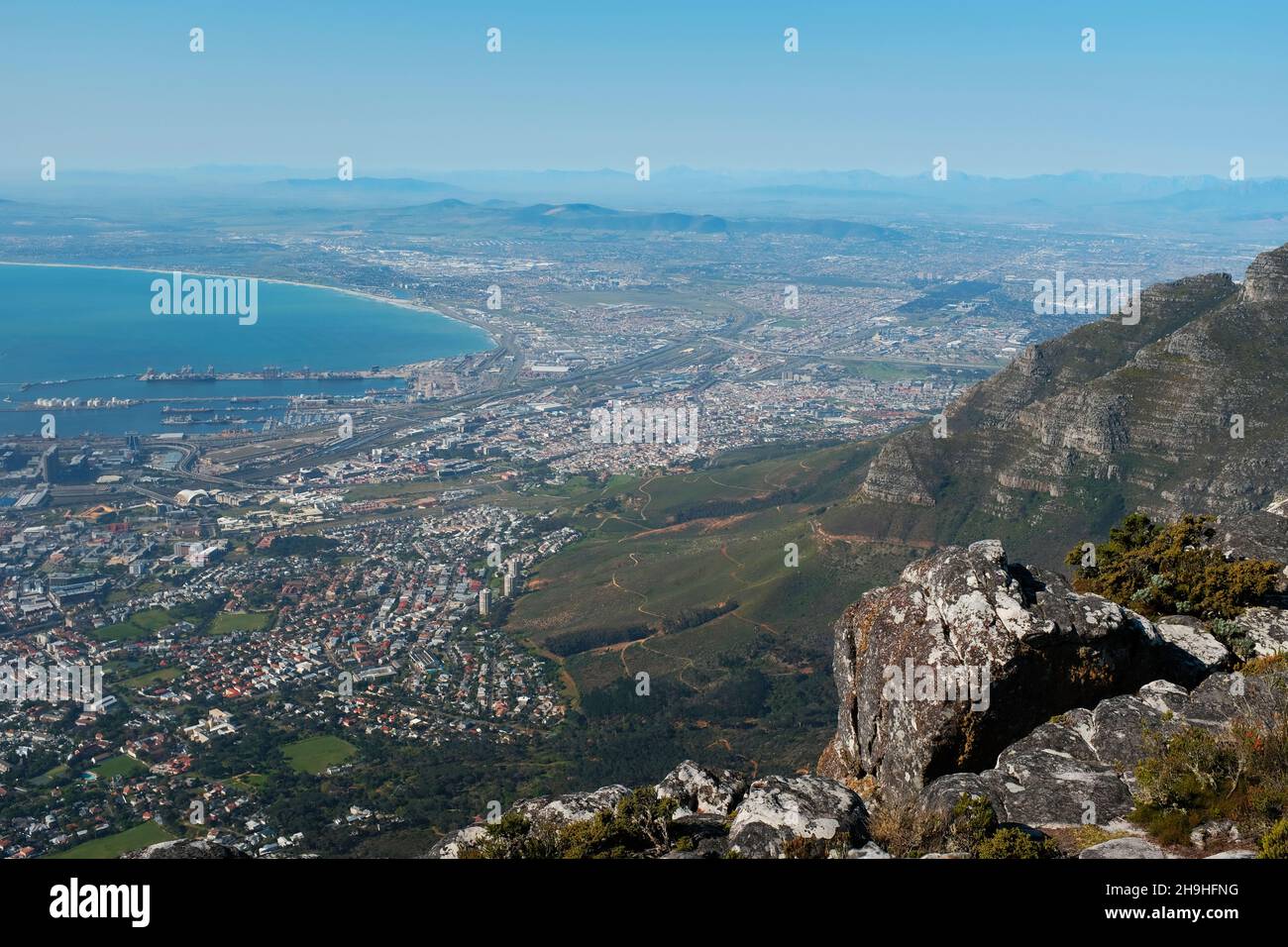 Aerial view of Table Mountain National Park, Cape Town, South Africa ...