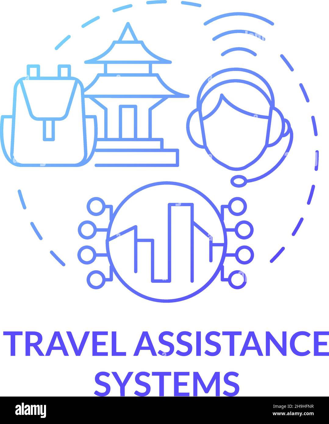 Travel assistance system blue gradient concept icon Stock Vector Image ...