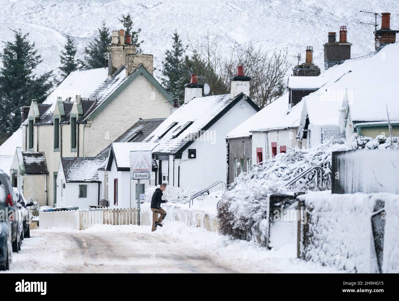 Snowfall in Leadhills, South Lanarkshire as Storm Barra hits the UK and ...