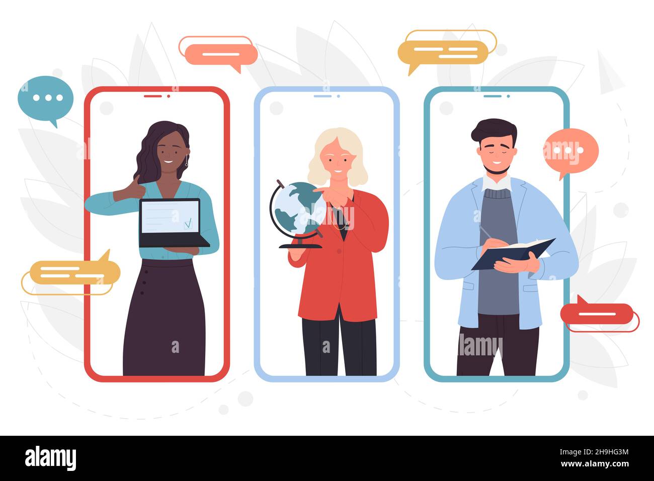 School teachers with laptop, globe and books vector illustration ...