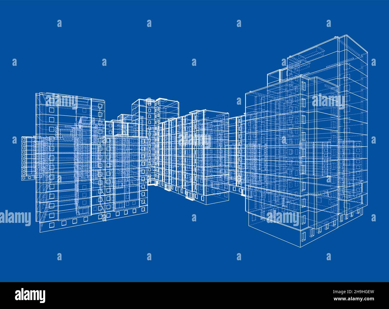 Wire-frame model of a multi-storey building Stock Photo - Alamy