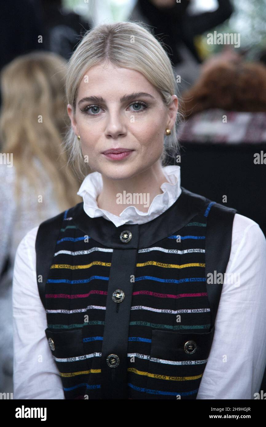 Lucy Boynton attending the Chanel Metiers D'Art 2021-2022 show at Le ...