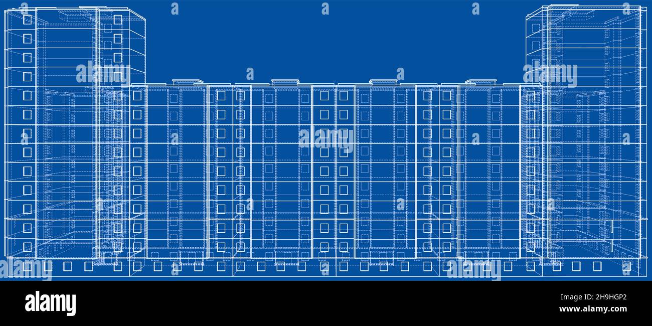 Wire-frame model of a multi-storey building Stock Photo - Alamy