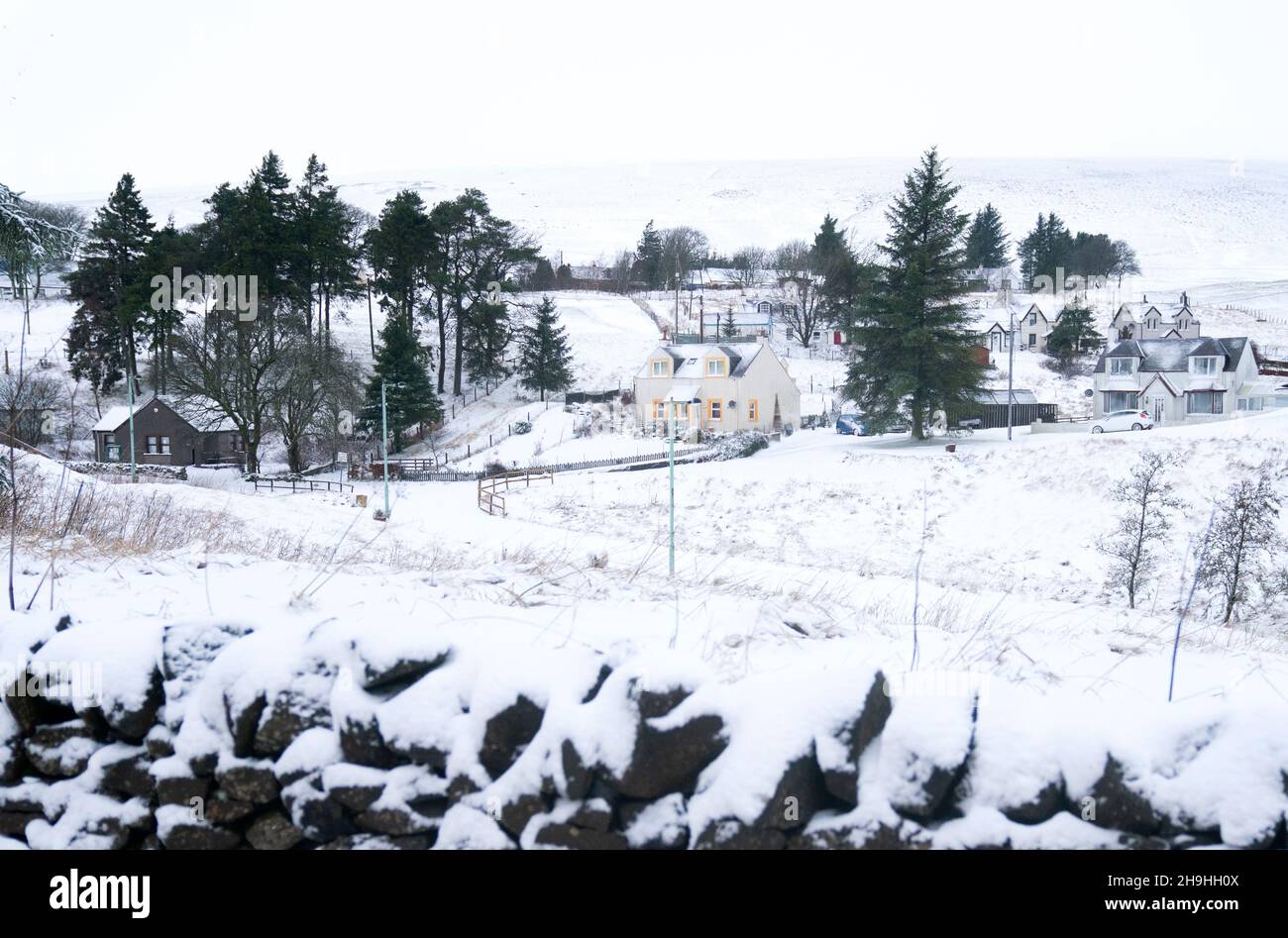 Snowfall in Leadhills, South Lanarkshire as Storm Barra hits the UK and ...