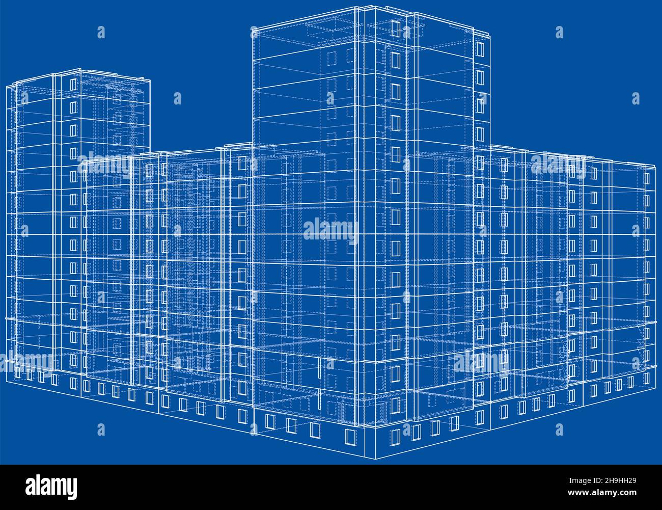 Wire-frame model of a multi-storey building Stock Photo - Alamy