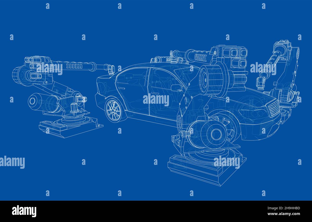 Assembly of motor vehicle. 3d illustration Stock Photo - Alamy