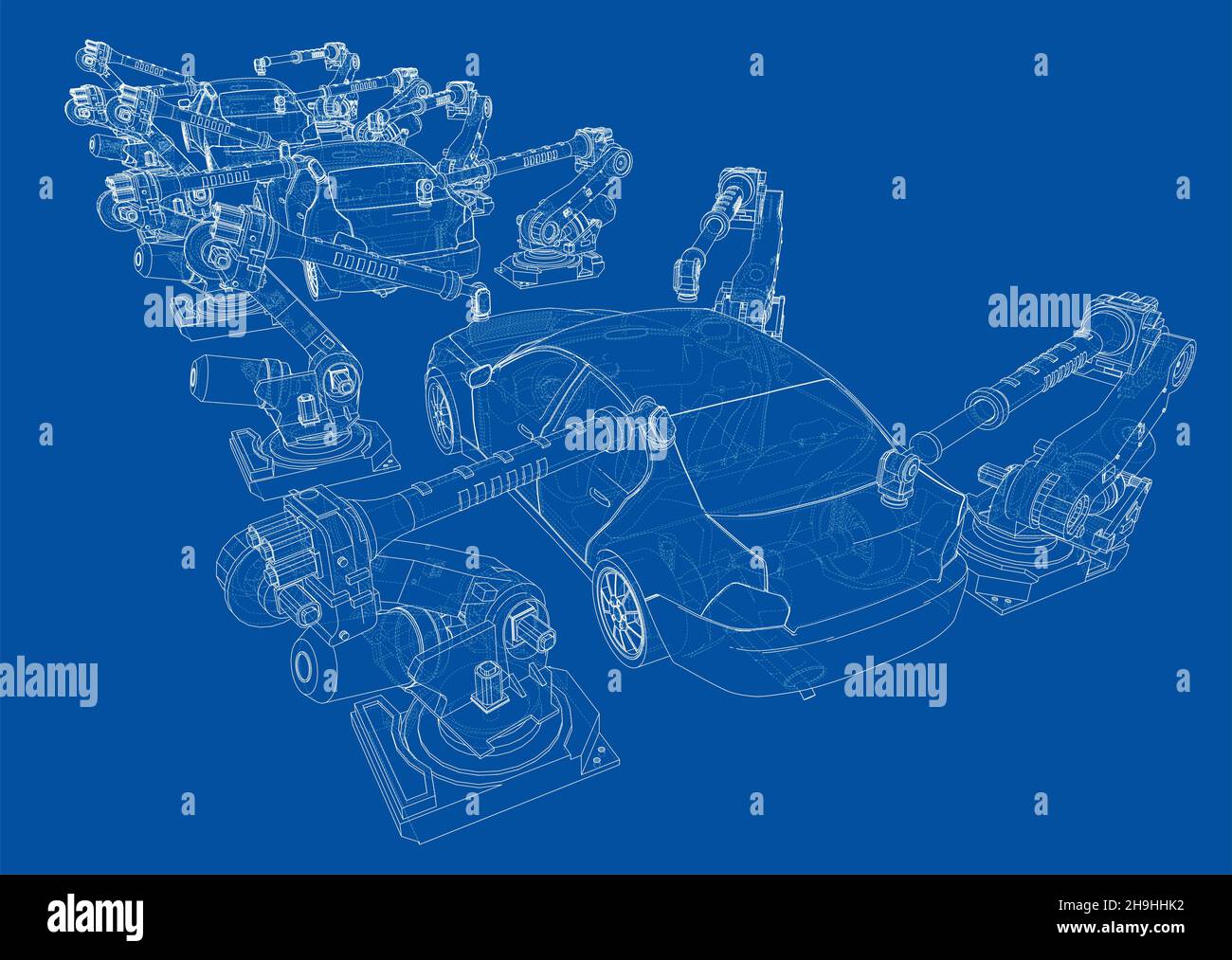 Assembly of motor vehicle. 3d illustration Stock Photo - Alamy