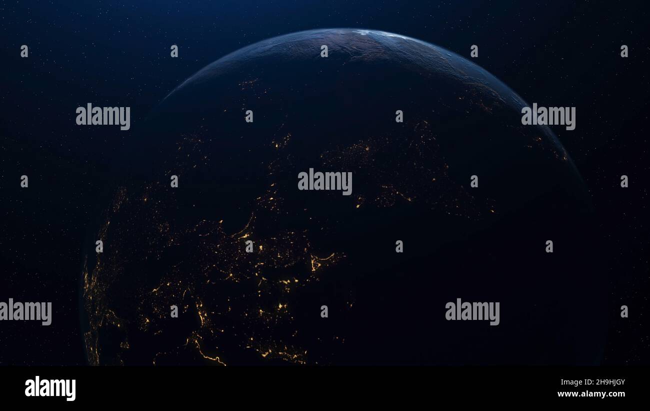 Animation of rotation of Earth and transition of day and night ...
