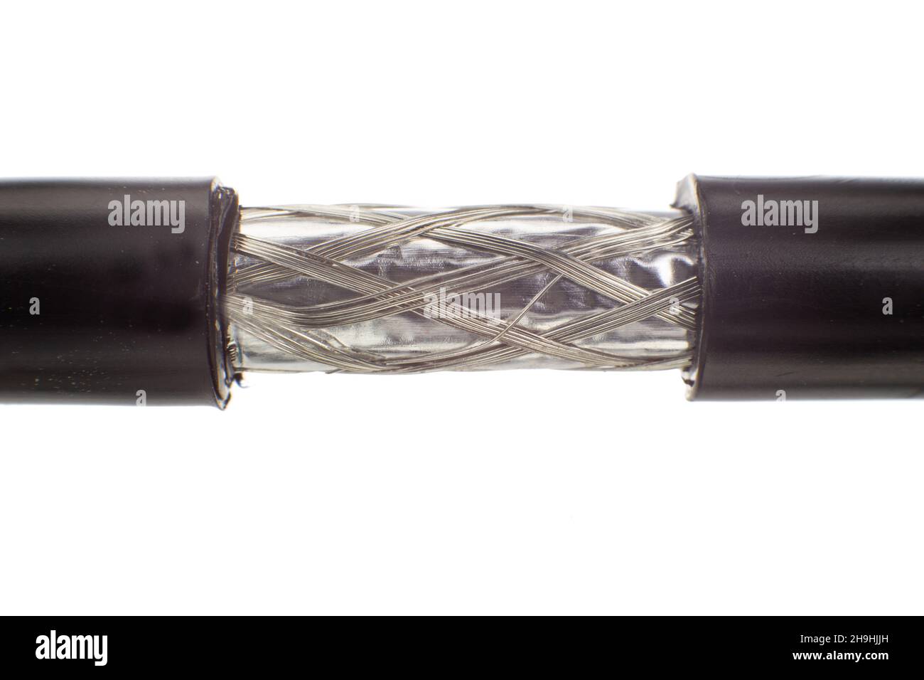 Antenna conductor, electromagnetic isolation. Black wire, cable Stock ...