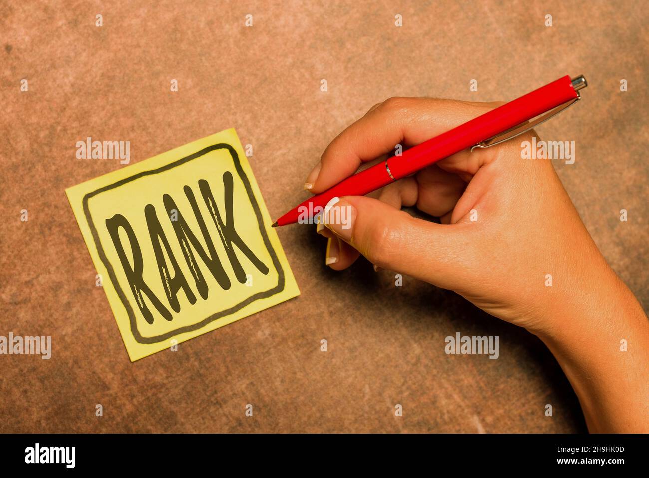 Text caption presenting Rank. Word Written on The showing or things ...