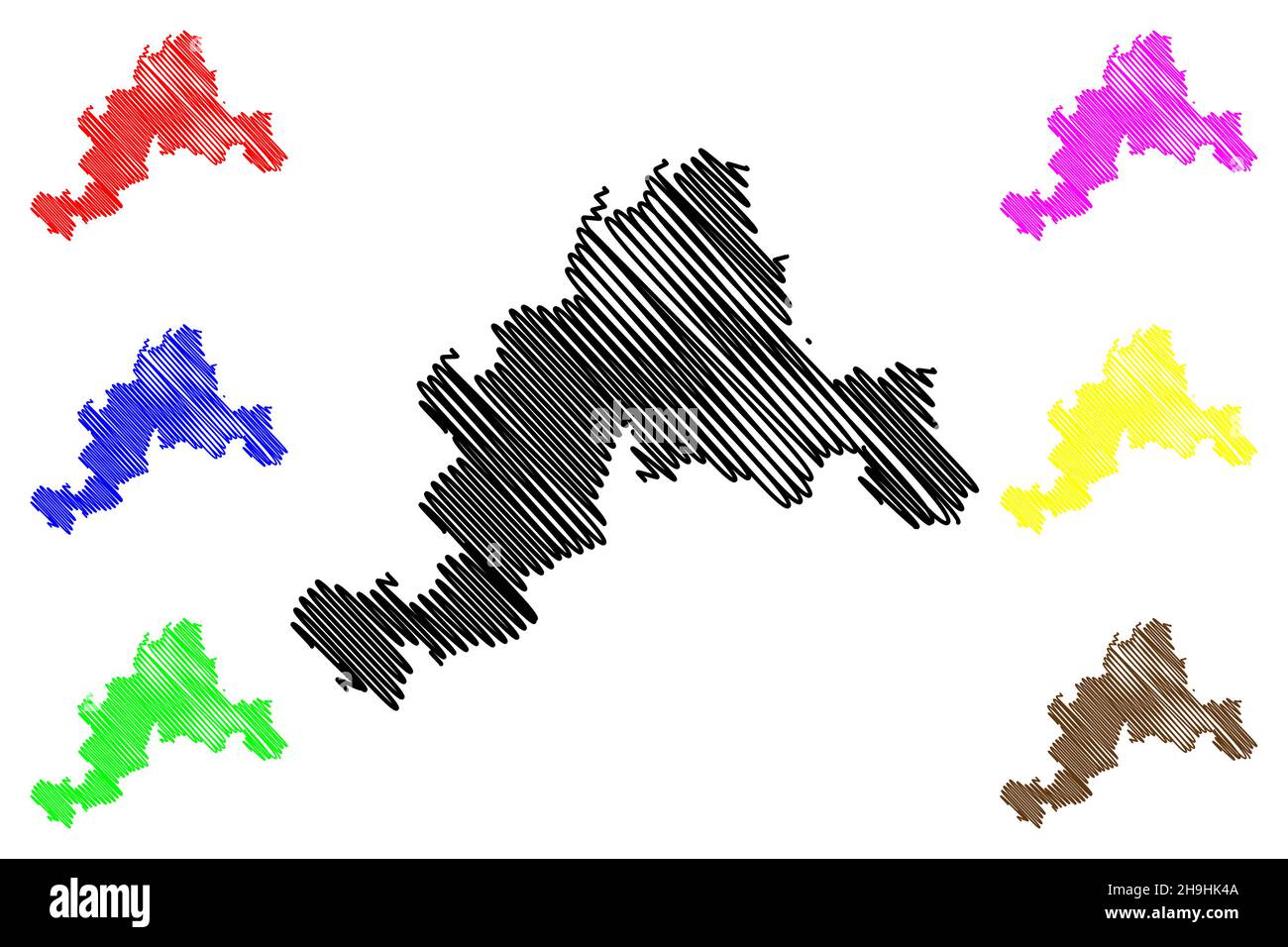 Jhalawar district (Rajasthan State, Republic of India) map vector ...