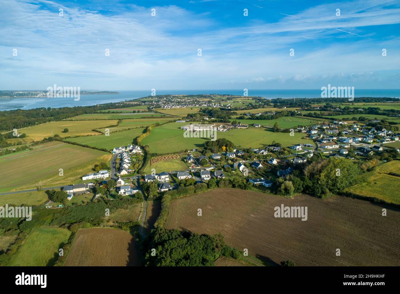 Hillion (Brittany, north-western France) : aerial view of the ...