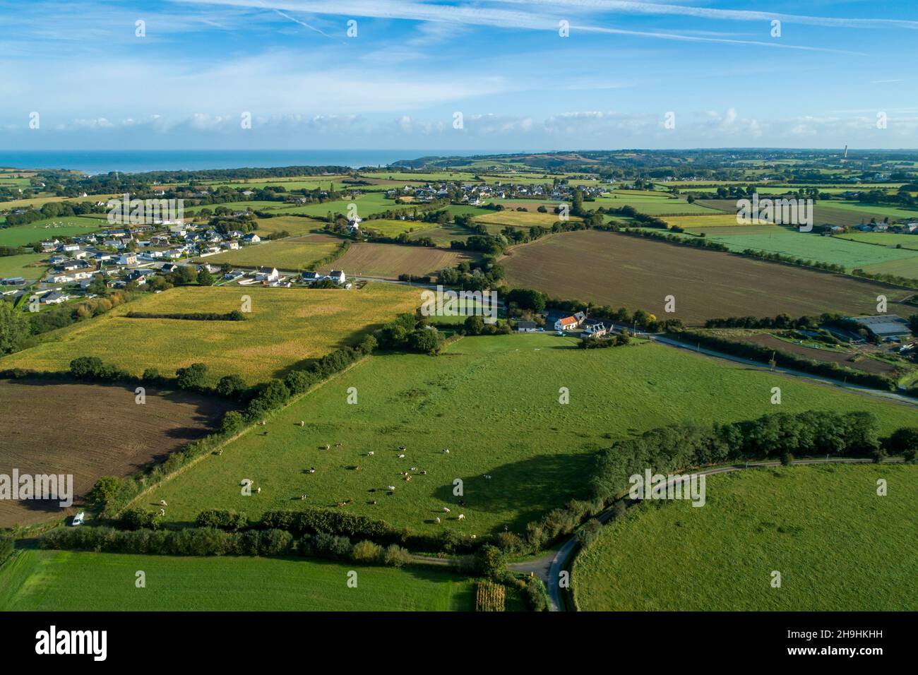 Hillion (Brittany, north-western France) : aerial view of the ...