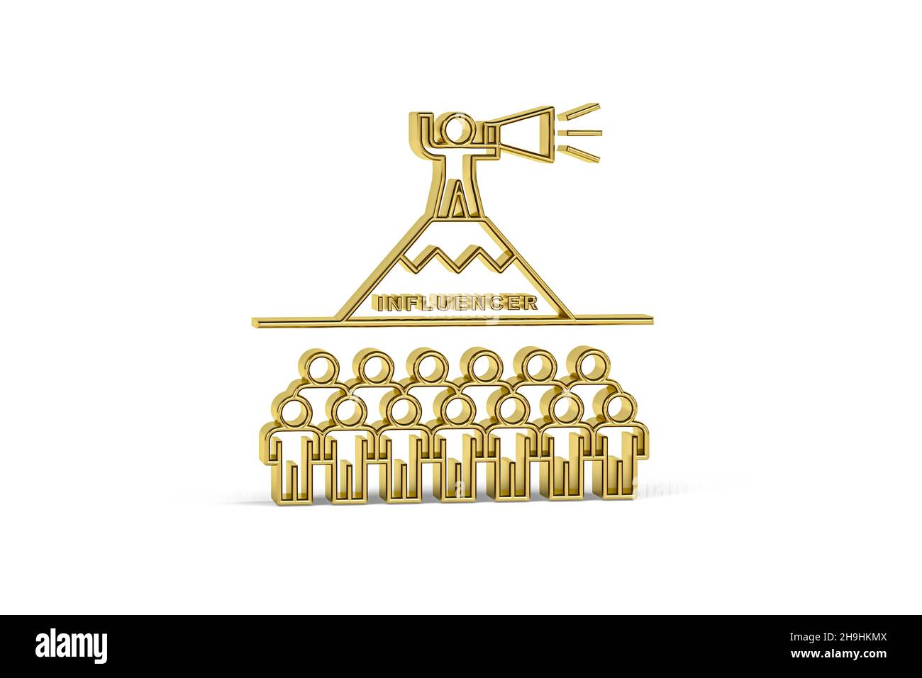 Golden 3d influencer icon isolated on white background - 3d render ...