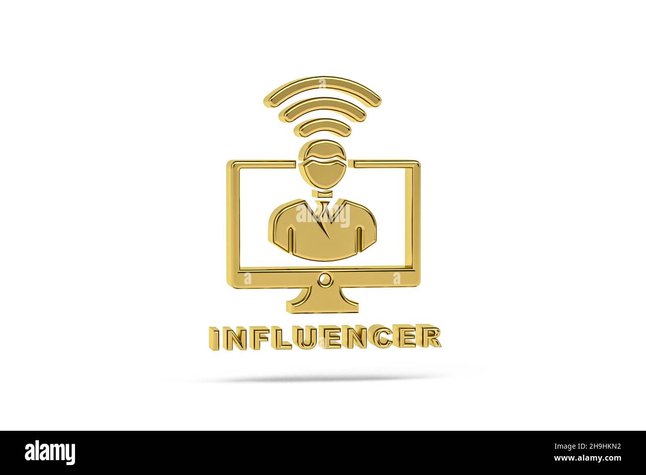 Golden 3d influencer icon isolated on white background - 3d render ...