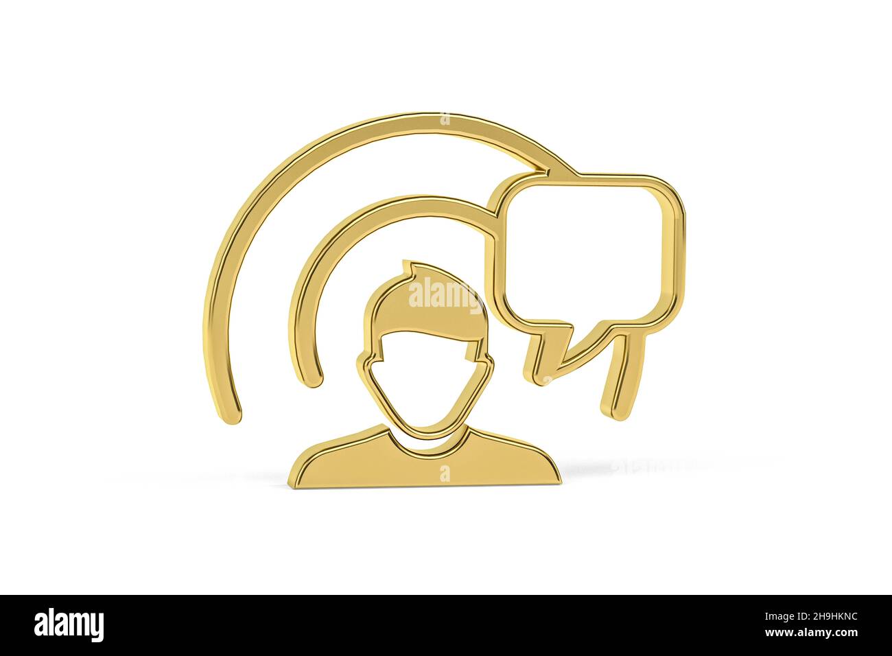 Golden 3d influencer icon isolated on white background - 3d render ...