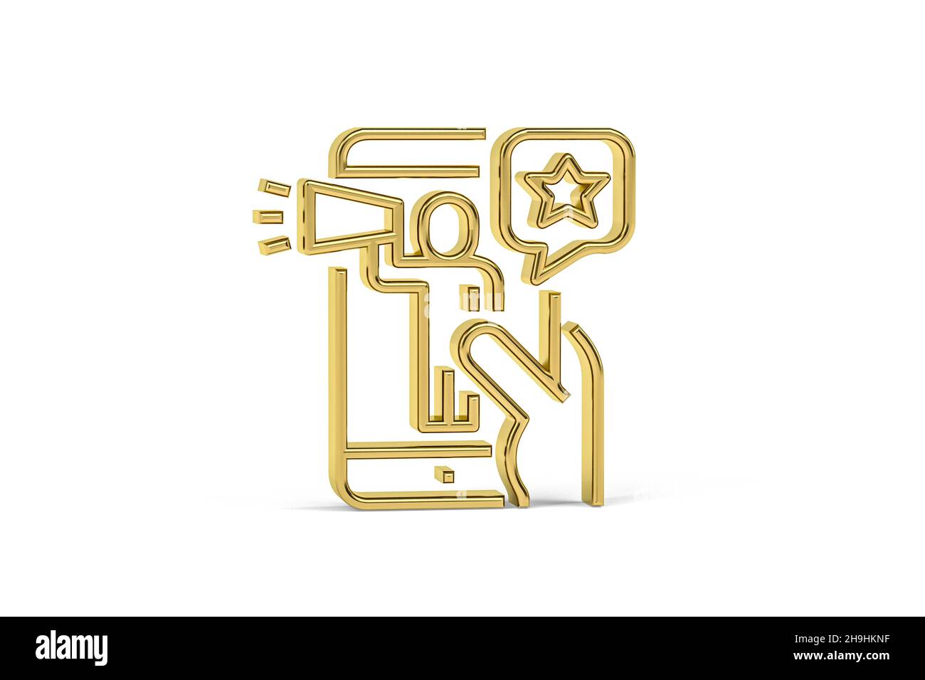 Golden 3d influencer icon isolated on white background - 3d render ...