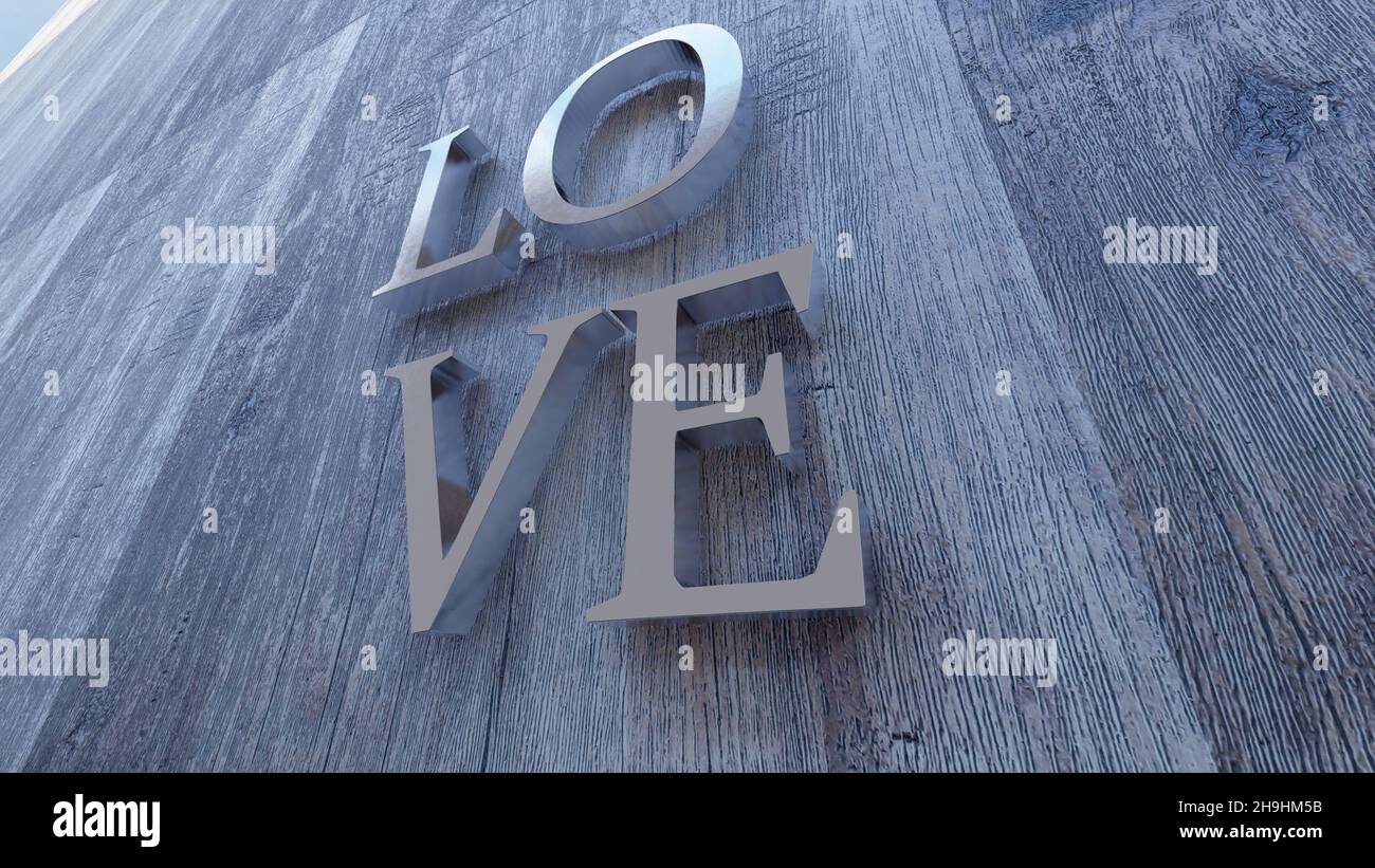 Love sign steel with solid background Stock Photo - Alamy