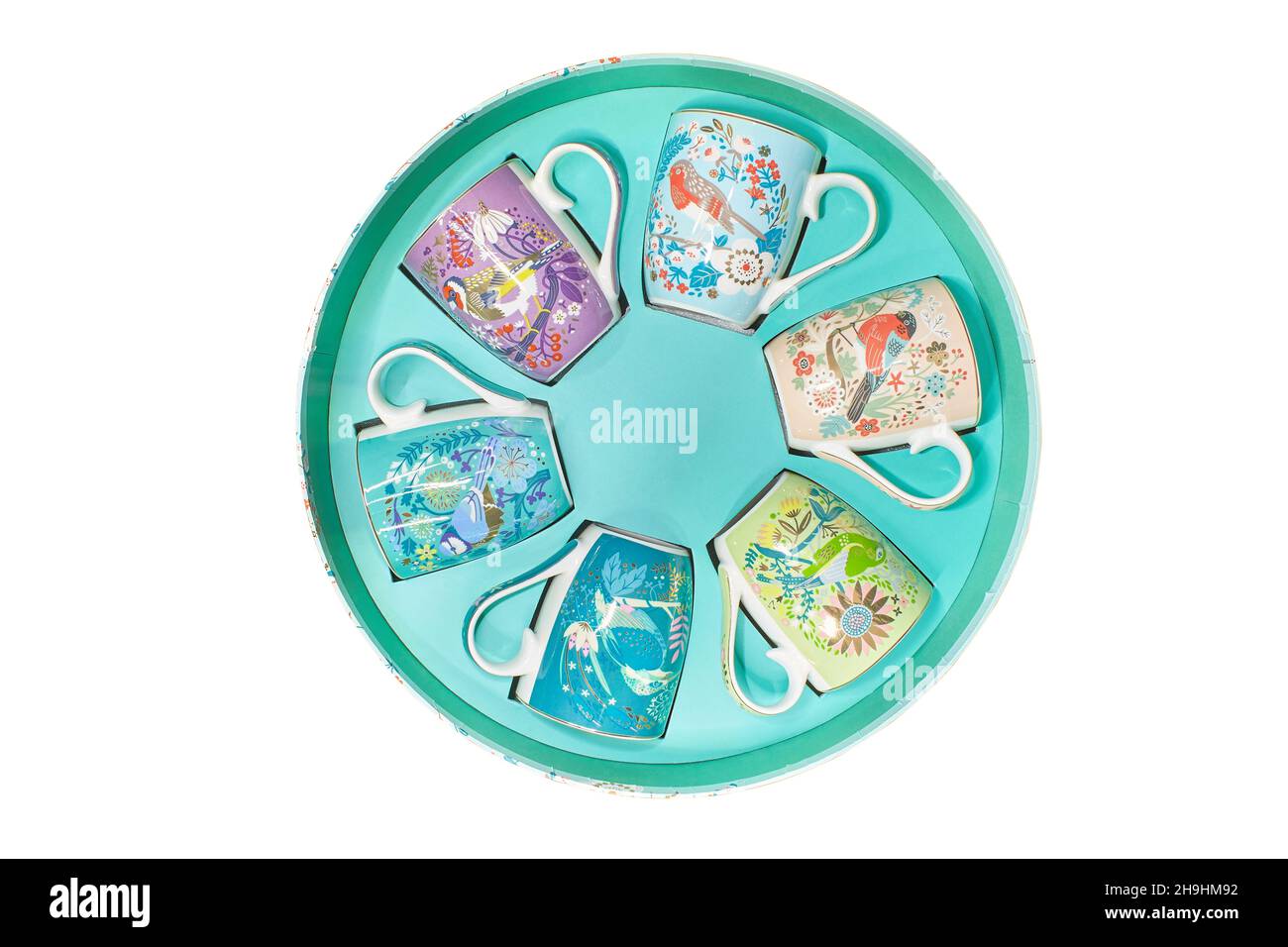 Set of empty cups isolated on white Stock Photo - Alamy